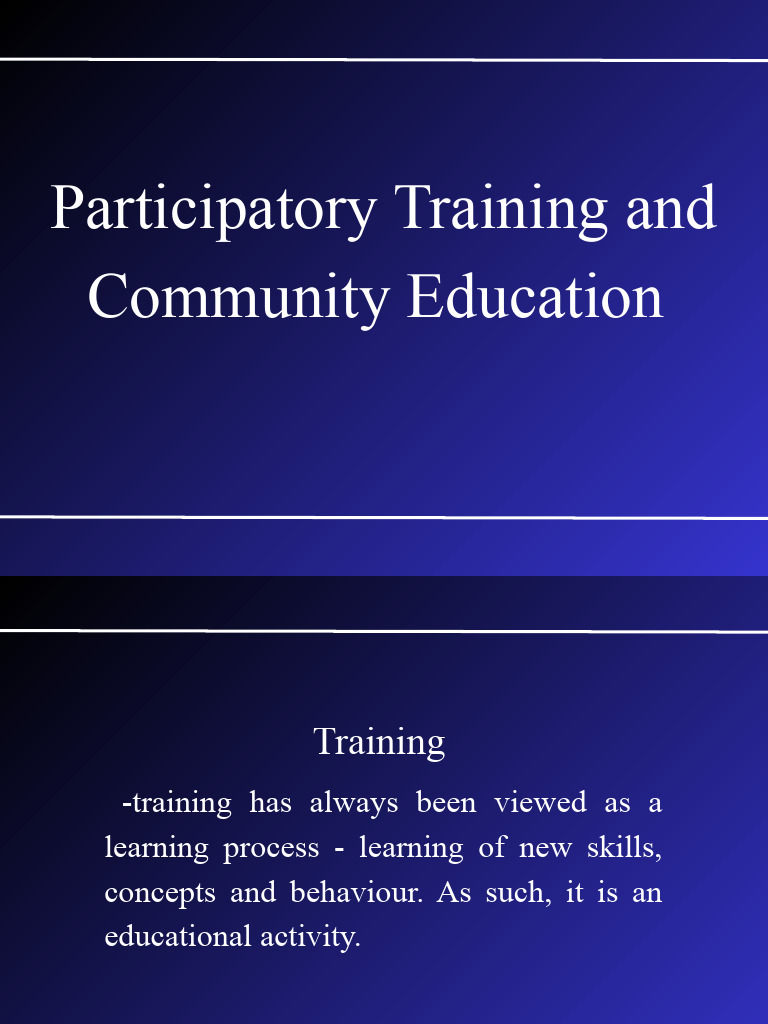 Participatory Training in Community Education | PDF | Career & Growth ...