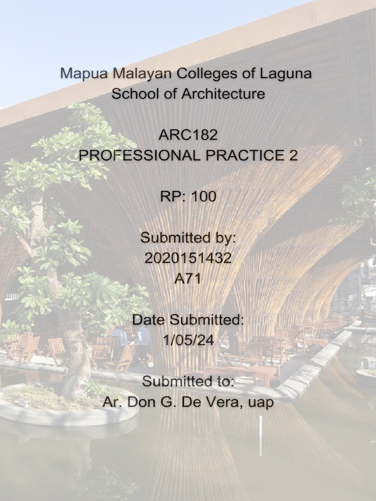 Mapua Malayan Colleges of Laguna School of Architecture ARC106P ...