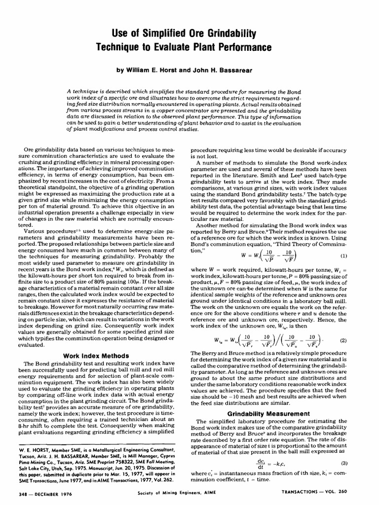 Simplified Ore Grindability Method | PDF | Mill (Grinding) | Secondary ...