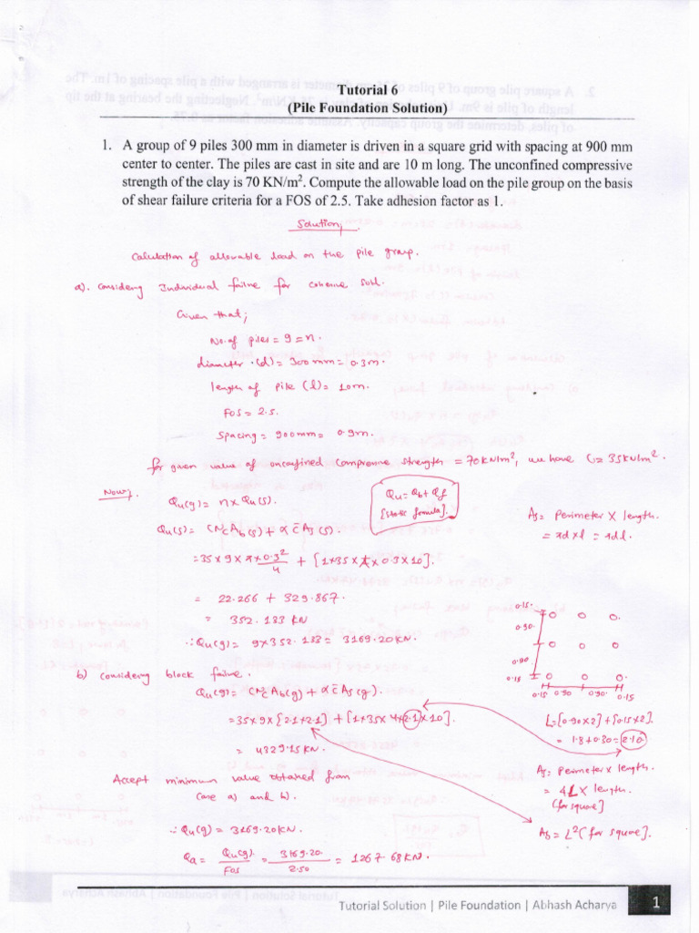 Foundation Engineering Pile Foundation Tutorial Solution | PDF