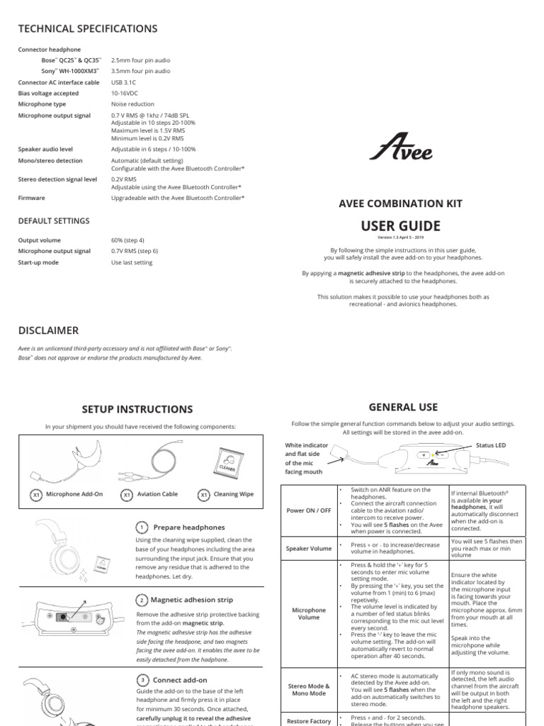 Avee Mic Add On User Guide V1 3 | PDF | Headphones | Microphone