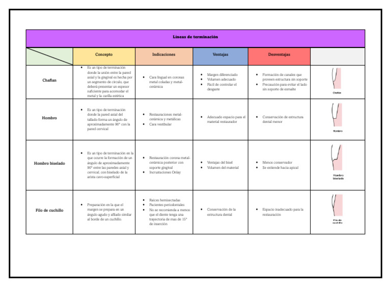 Líneas de Terminación | PDF | Diente | Ramas de Odontología