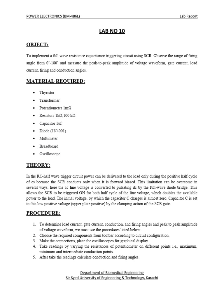 power electronic lab 10 | PDF | Power Electronics | Capacitor