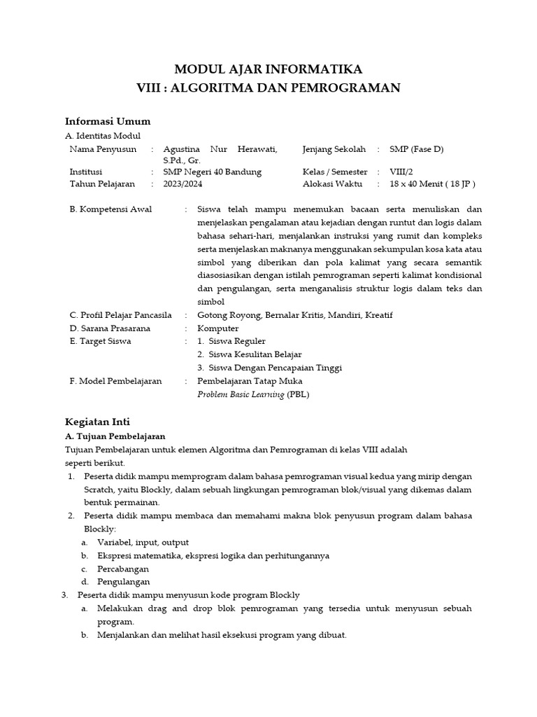 Modul Ajar Agustina | PDF