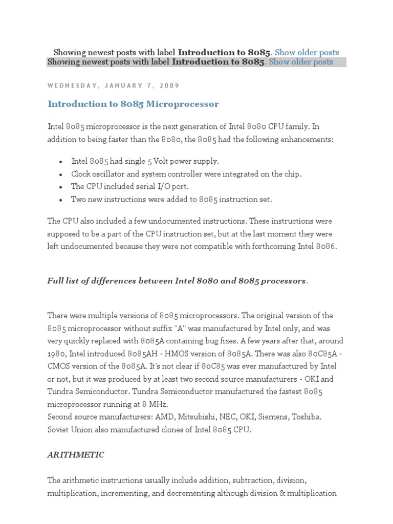 8085 Notes | PDF | Instruction Set | Central Processing Unit