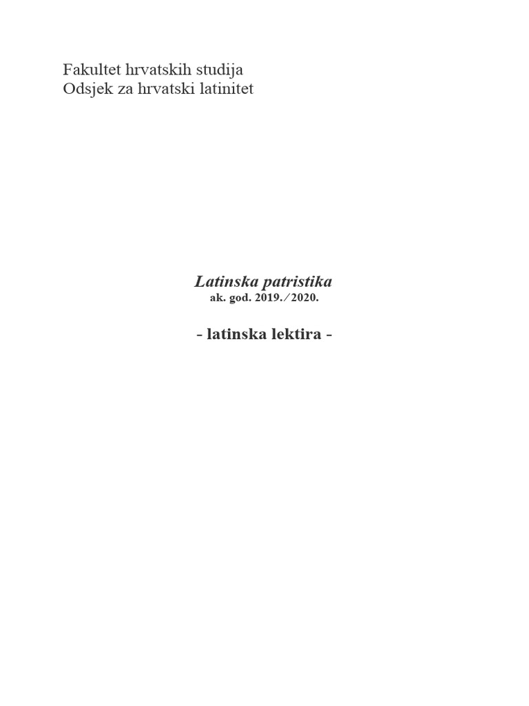 Patristika Latinska Lektira | PDF
