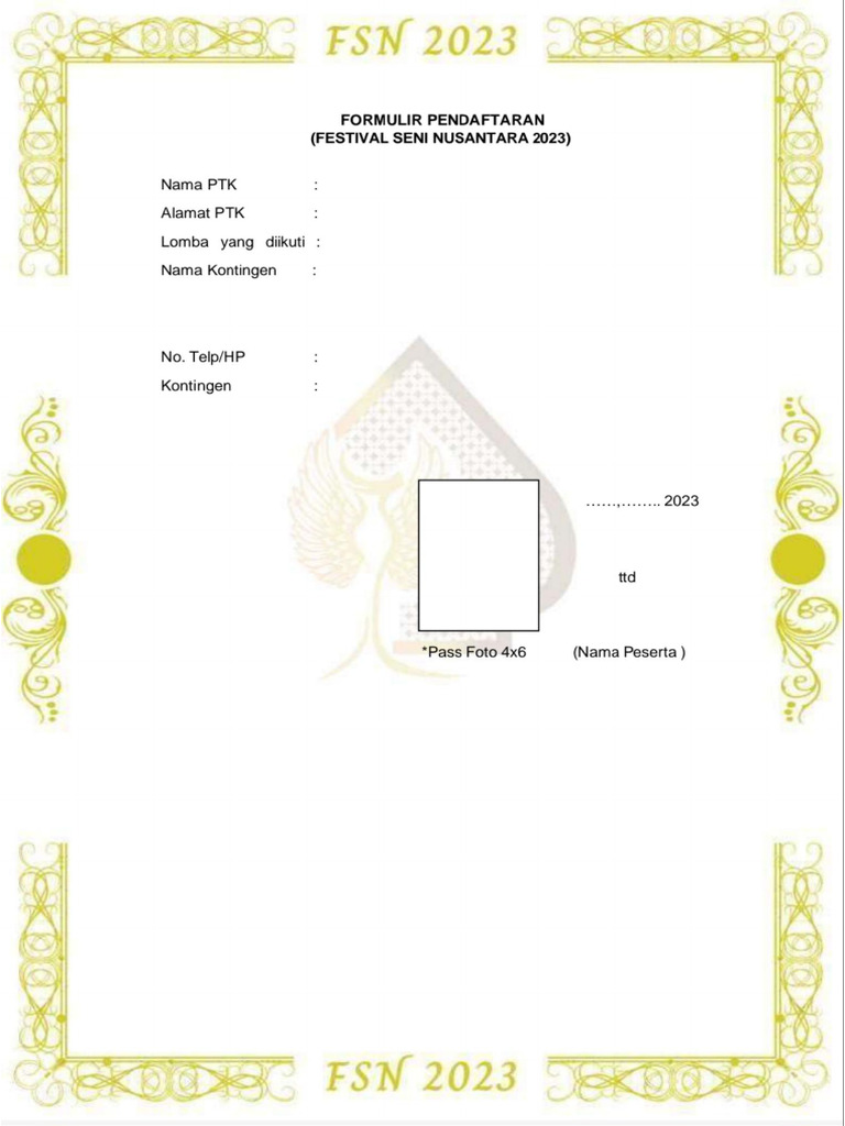 Folmulir Pendaftaran FSN | PDF