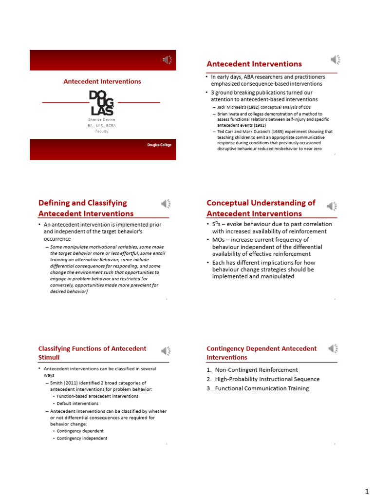 Understanding Antecedent Interventions | PDF | Reinforcement | Behavior