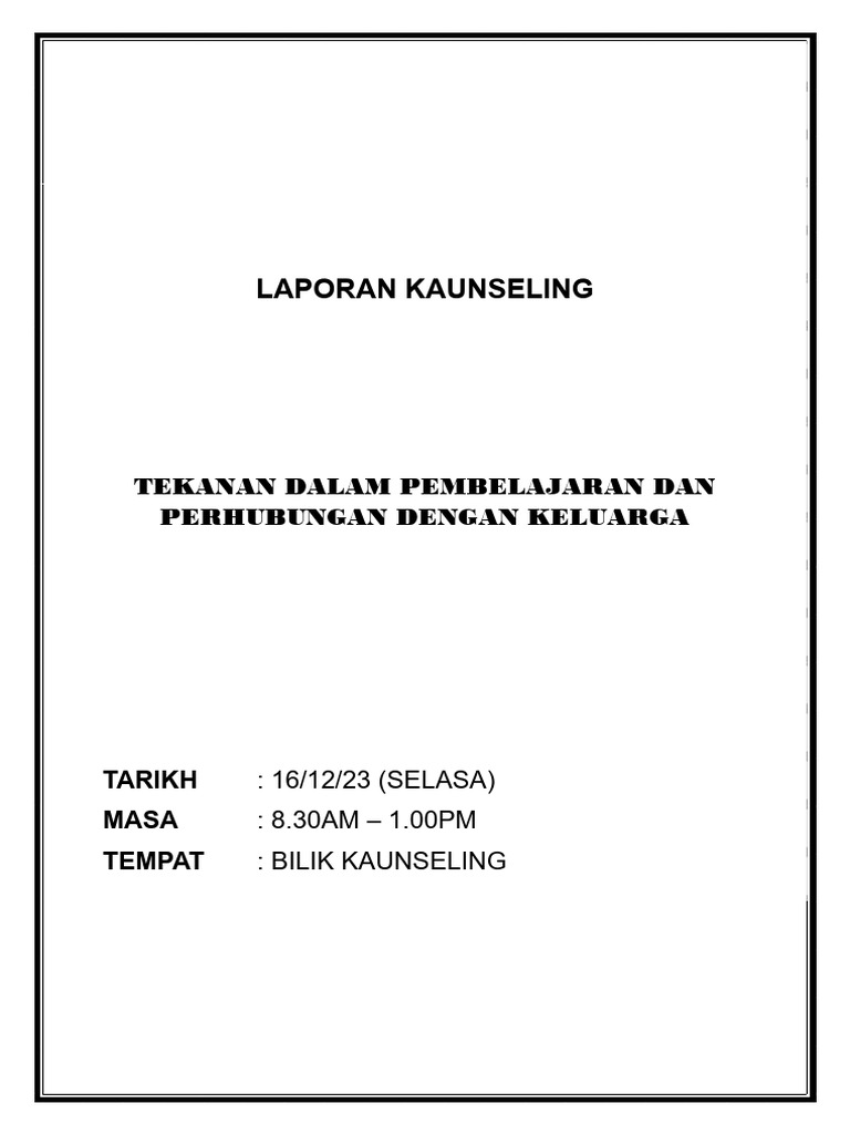 Laporan Kaunseling | PDF