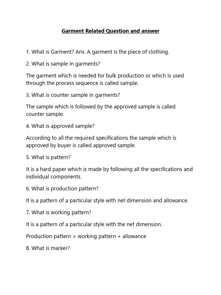 Garment Related Question and Answer PDF | PDF | Yarn | Sewing
