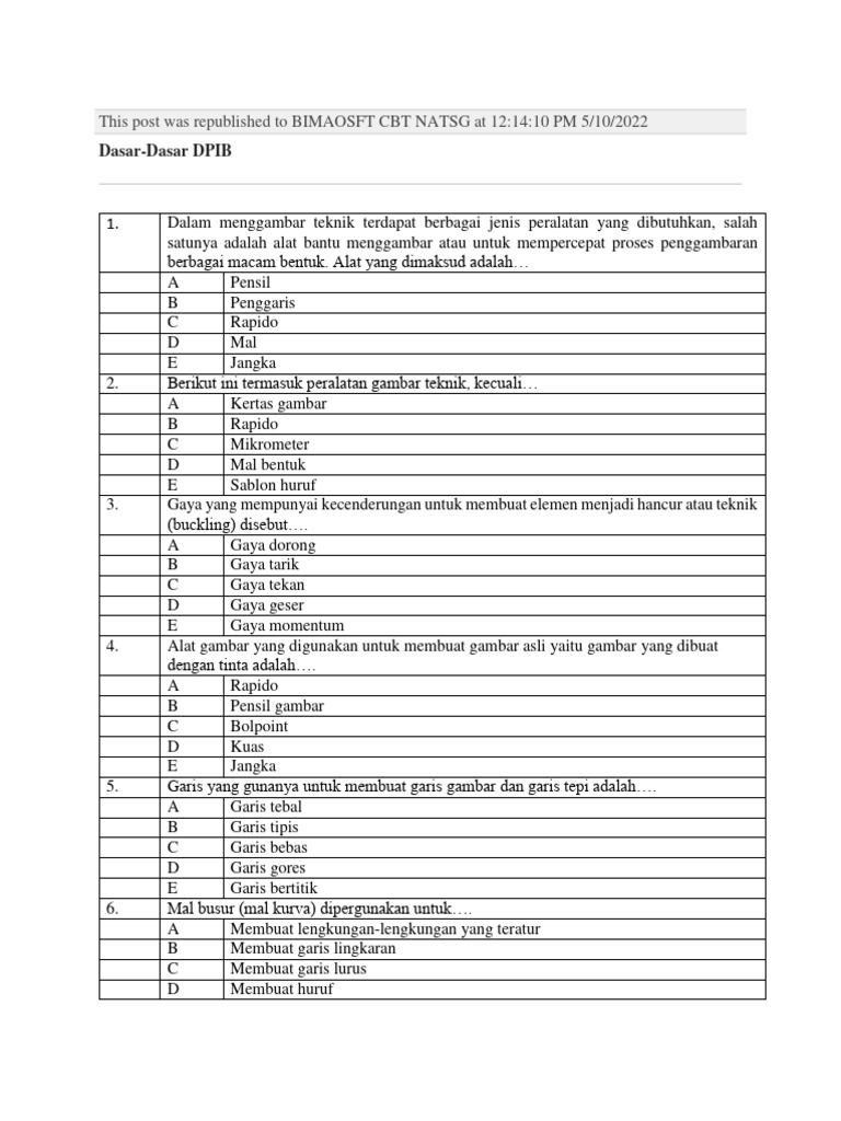 Soal Dasar-Dasar DPIB Kelas X | PDF