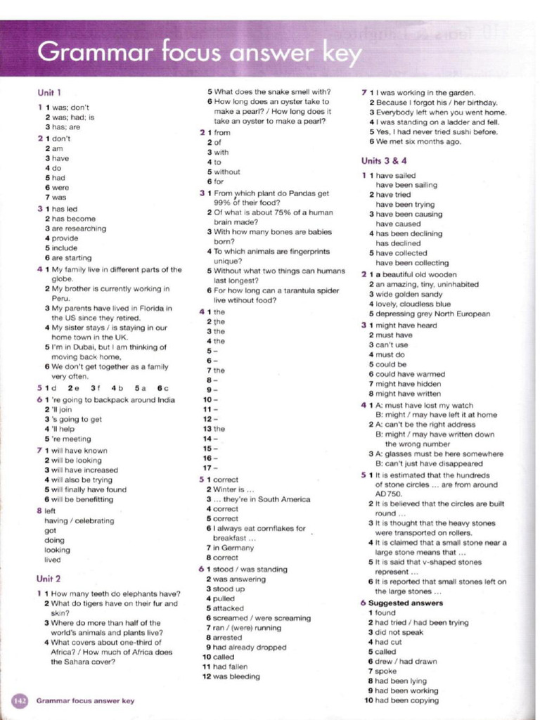 Grammar Focus Key | PDF