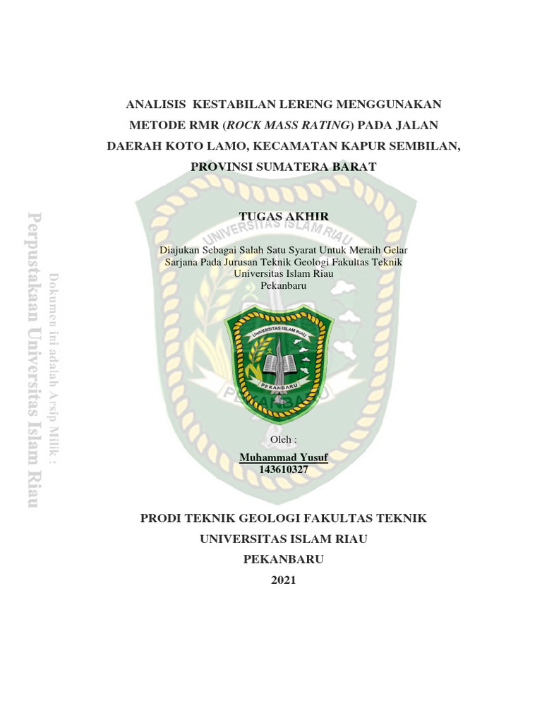 Analisis Kestabilan Lereng Menggunakan Metode RMR | PDF