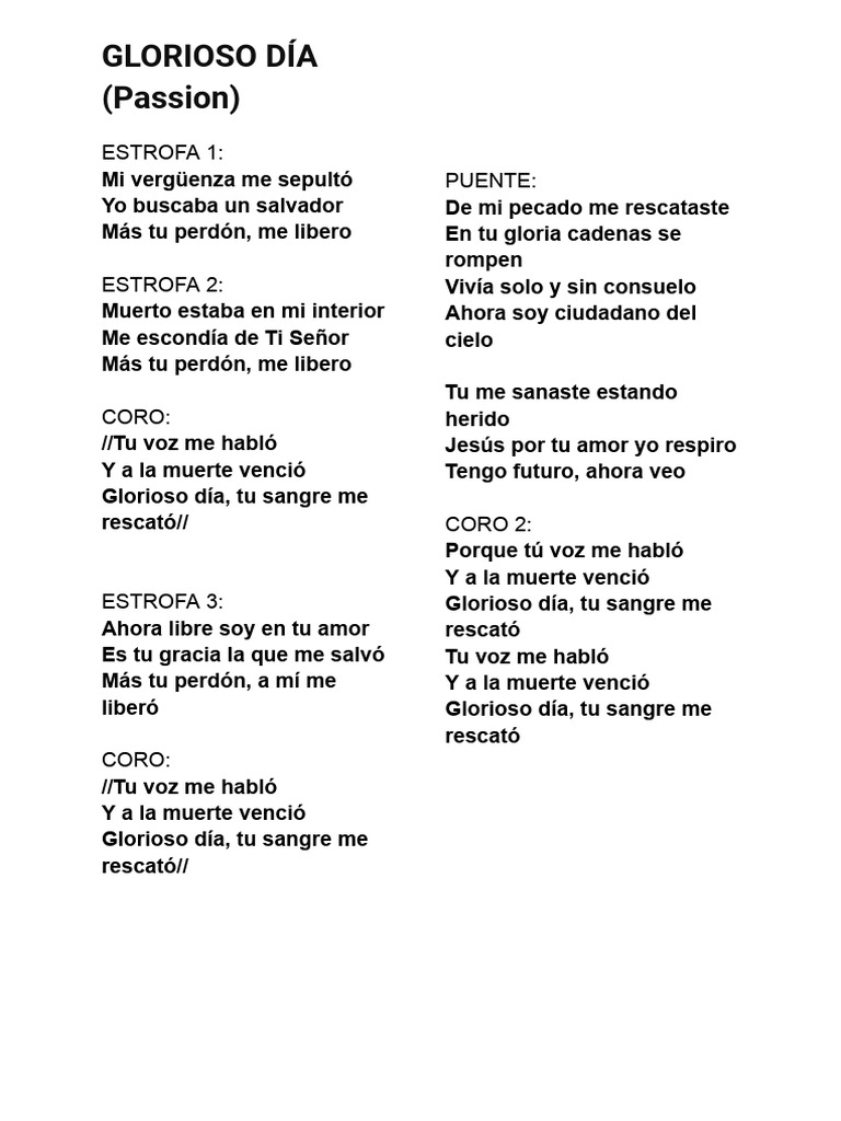 Glorioso Día: Letra y Acordes | PDF