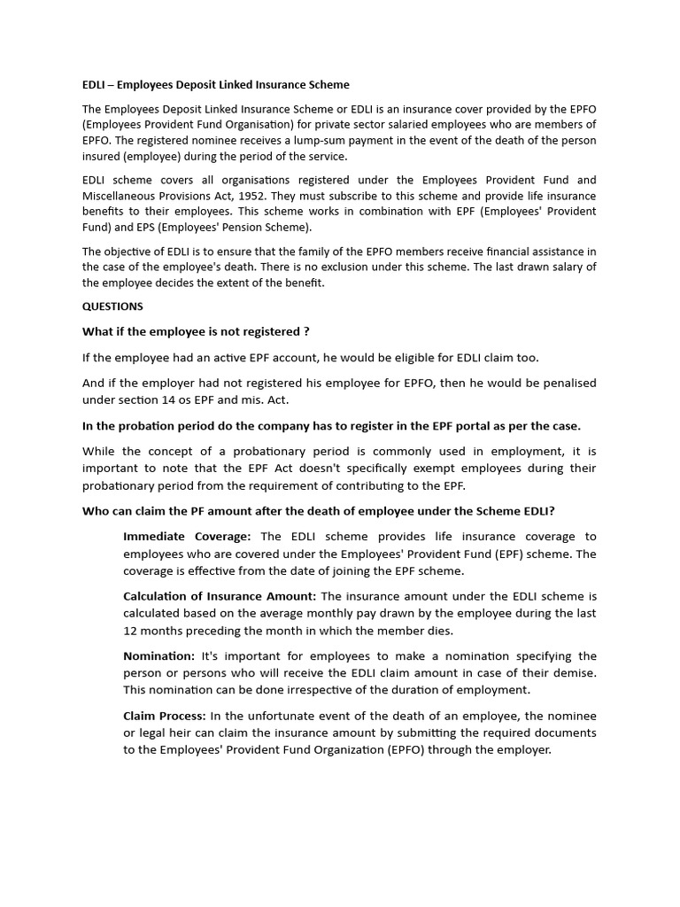 Understanding the EDLI Scheme Benefits | PDF