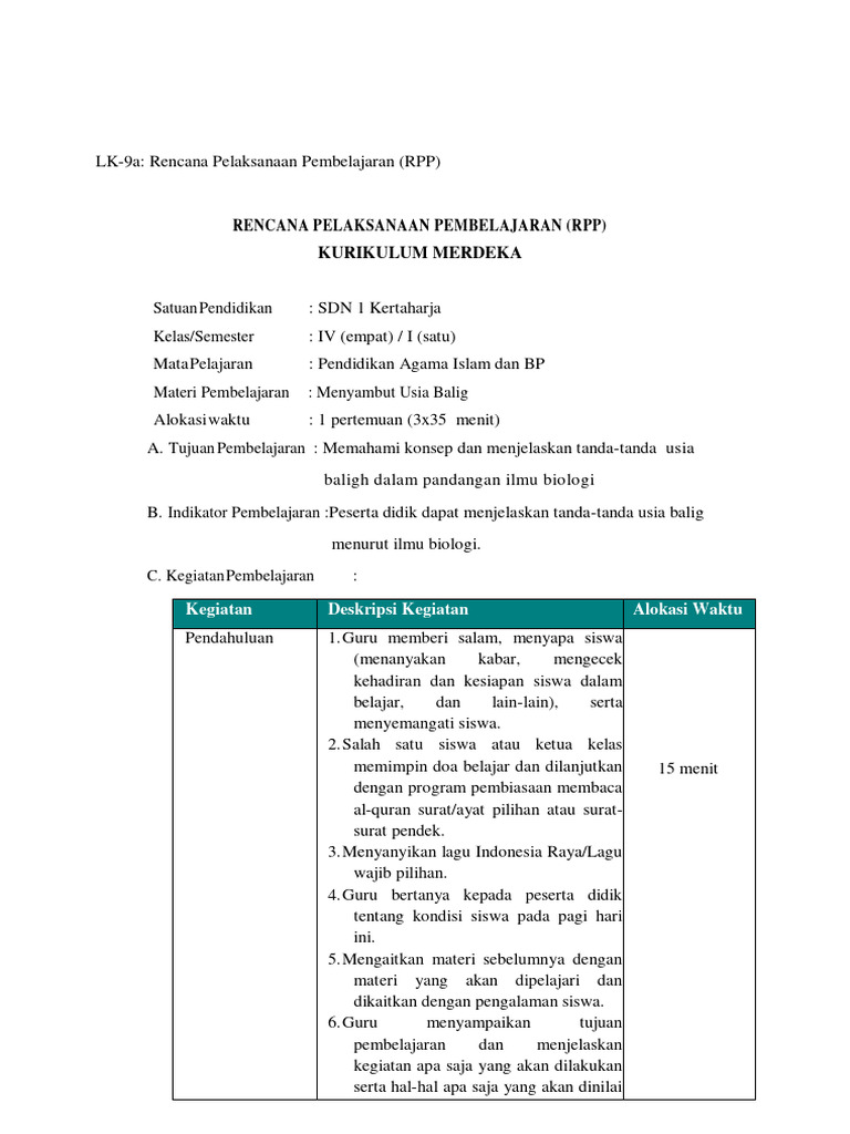 LK 9 - (Modul Ajar) 2 RINI | PDF | Kesehatan Holistik | Sains & Matematika
