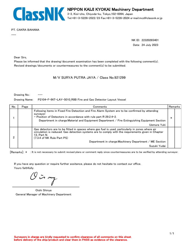 NK001 - P2104-F-INT-LAY-5010 - R0B Fire and Gas Detector Layout Vessel ...