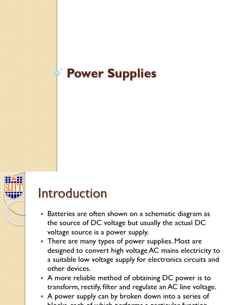 Lecture 5 - Power Supplies | PDF | Rectifier | Power Supply