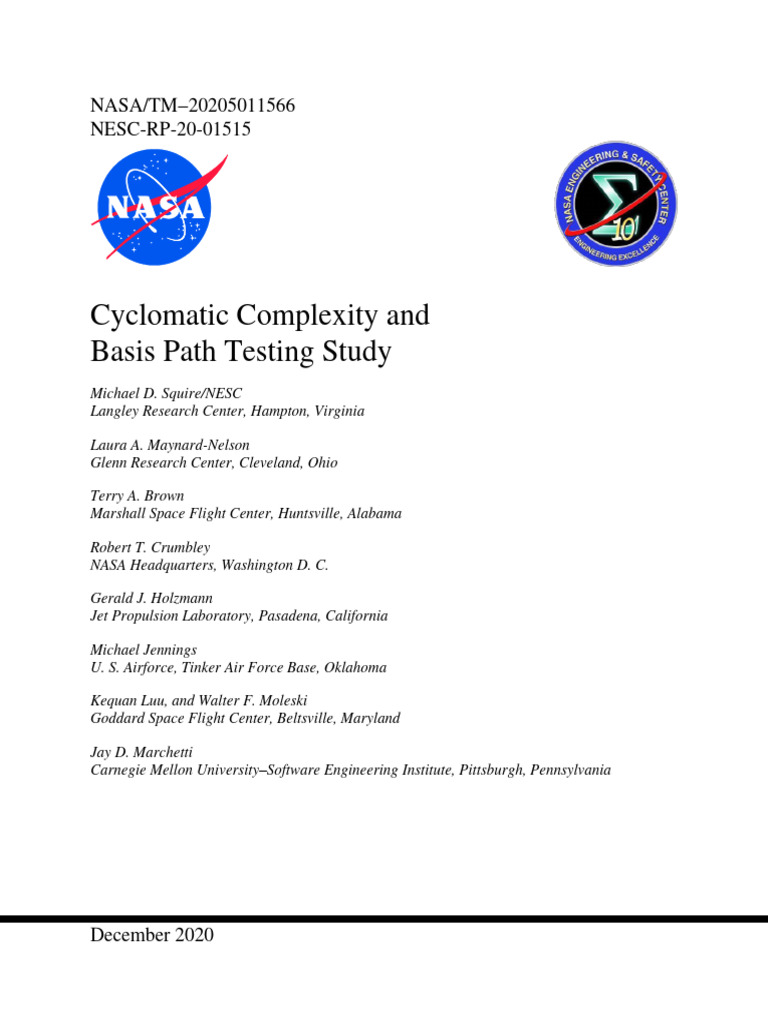 Cyclomatic Complexity and Basis Path Testing Study: NASA/TM 20205011566 ...