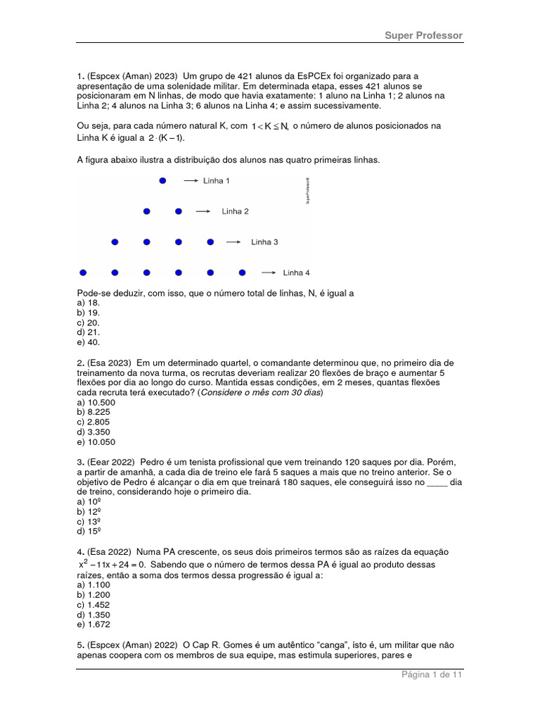 PA e PG - Nivelamento | PDF | Sequência | Matemática elementar