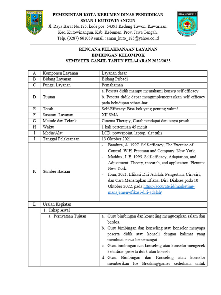 RPL - Bimbingan Kelompok Self Efficacy - Nevira Hayyu Afenia | PDF ...