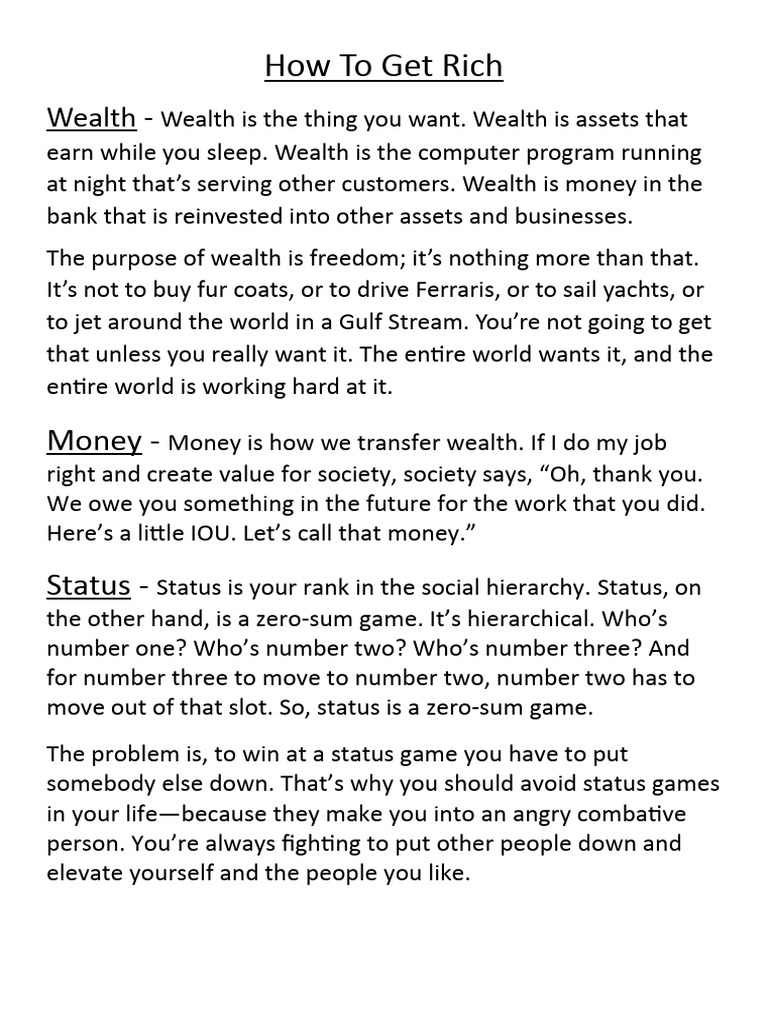 How To Get Rich | PDF | Luck | Debt