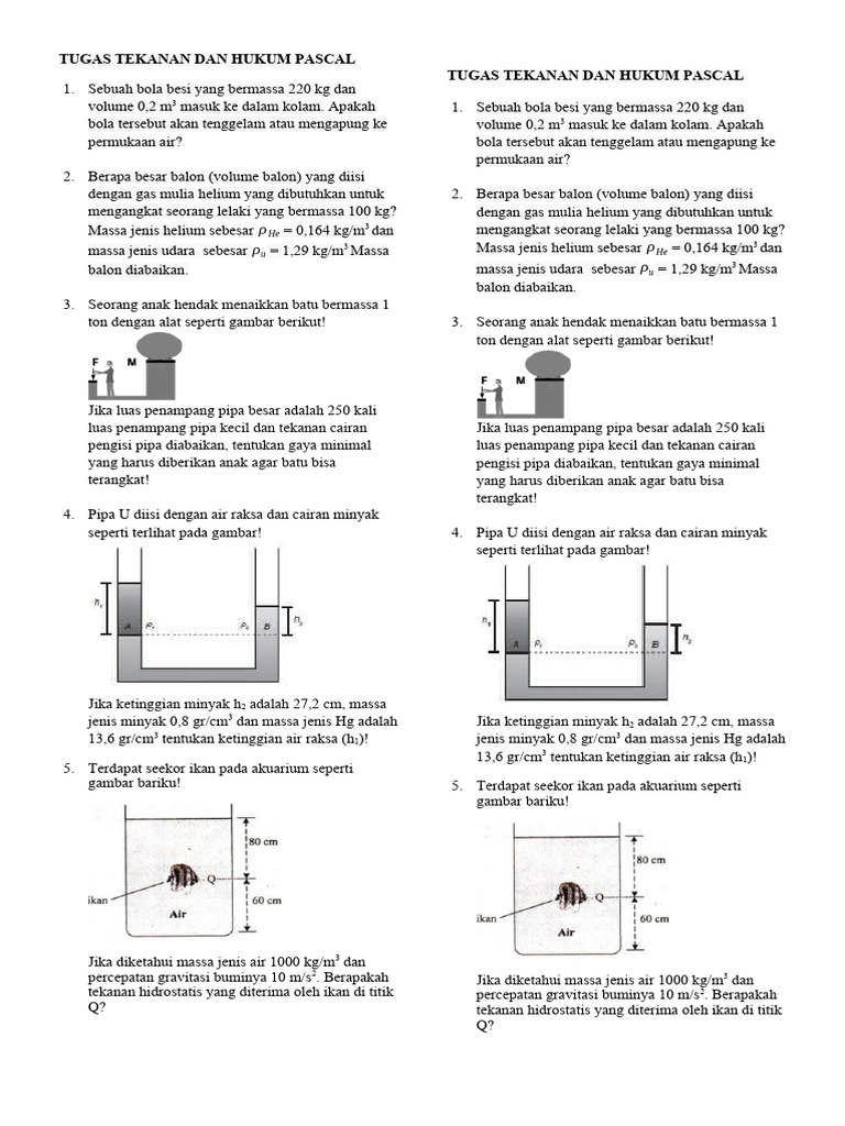 Tugas Tekanan Dan Hukum Pascal | PDF