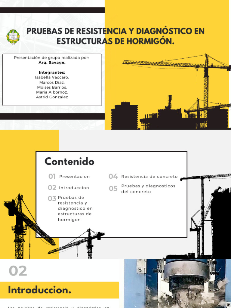 Pruebas de resistencia y diagnóstico en estructuras de hormigon - presentación | PDF | Hormigón ...