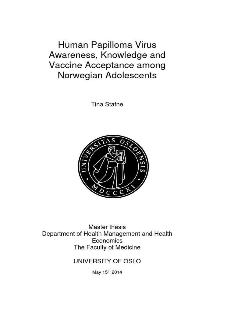 Tina Stafne Knowledge Awareness and Acceptance | PDF | Cervical Cancer | Health Sciences