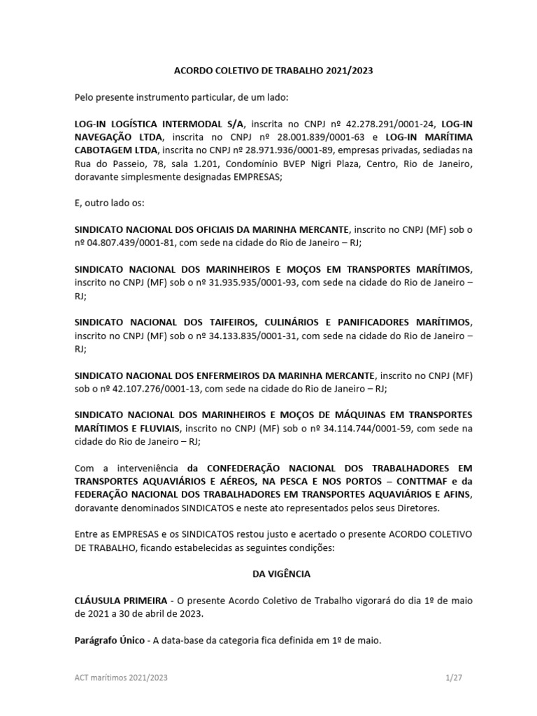 Act 2021 2023 Log In Assinado Pdf Férias Trabalhistas Hora Extra