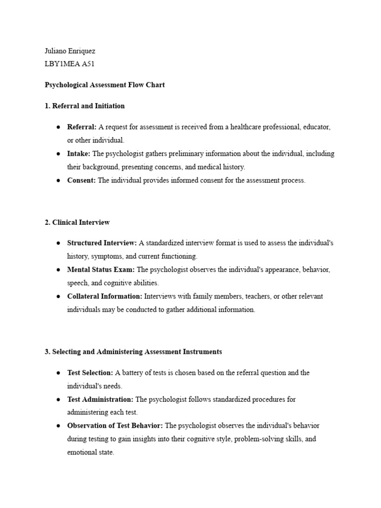 Psychological Assessment Process Flowchart | PDF | Psychologist ...