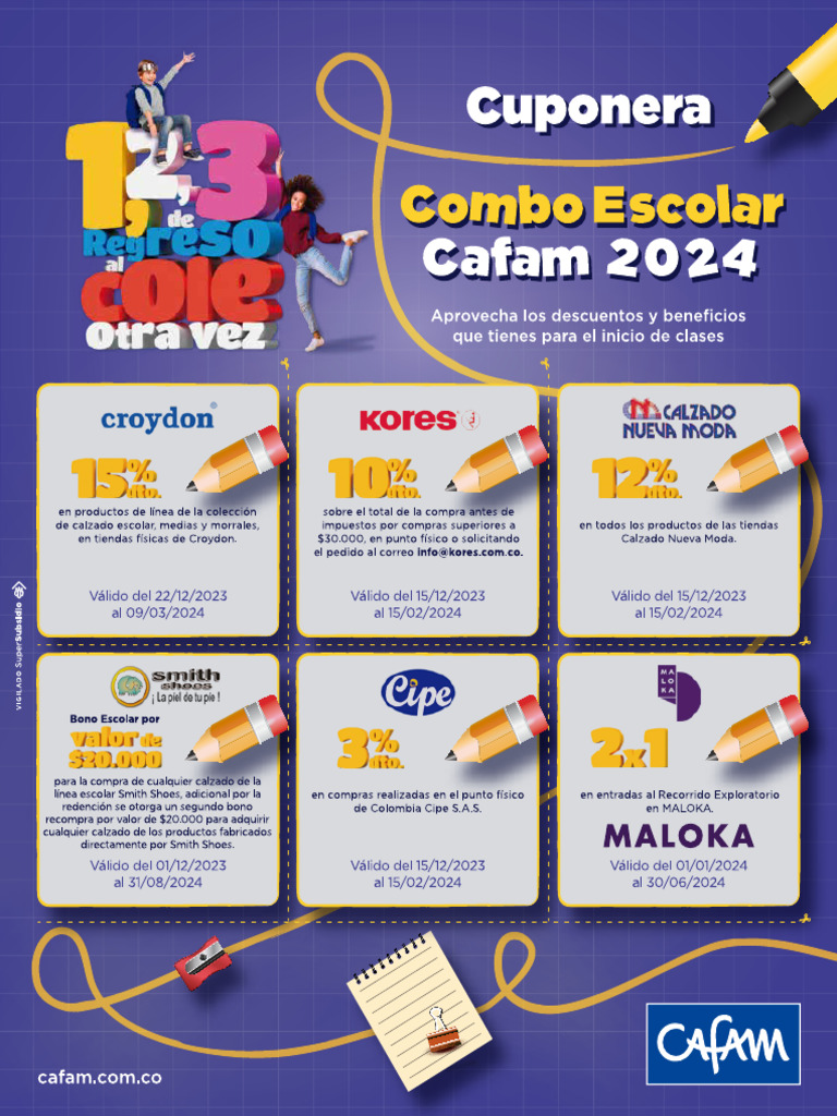 Combo Escolar Cafam 2024 Cuponera Digital2 | PDF