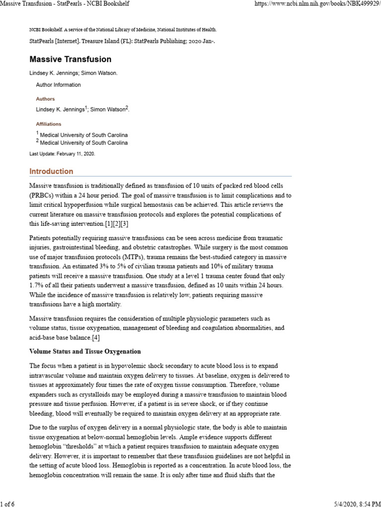 Understanding Massive Transfusion Protocols | PDF | Blood Transfusion ...