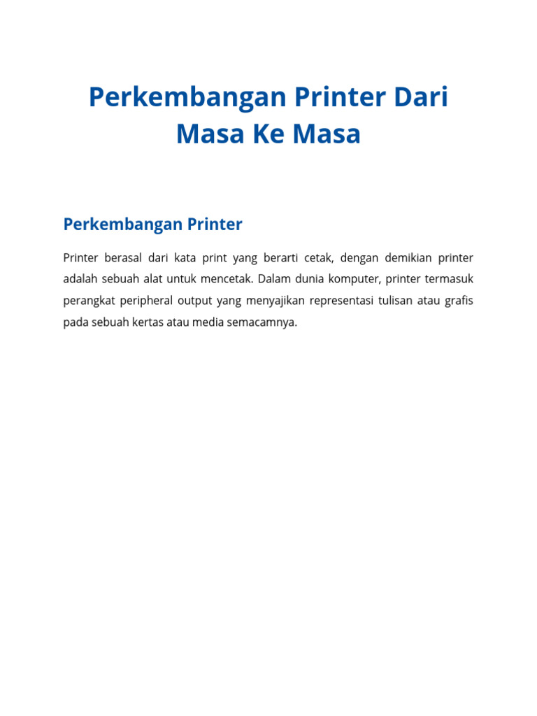 Perkembangan Printer Dari Masa Ke Masa | PDF