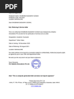 Sushmita Kumari Relieving Letter | PDF