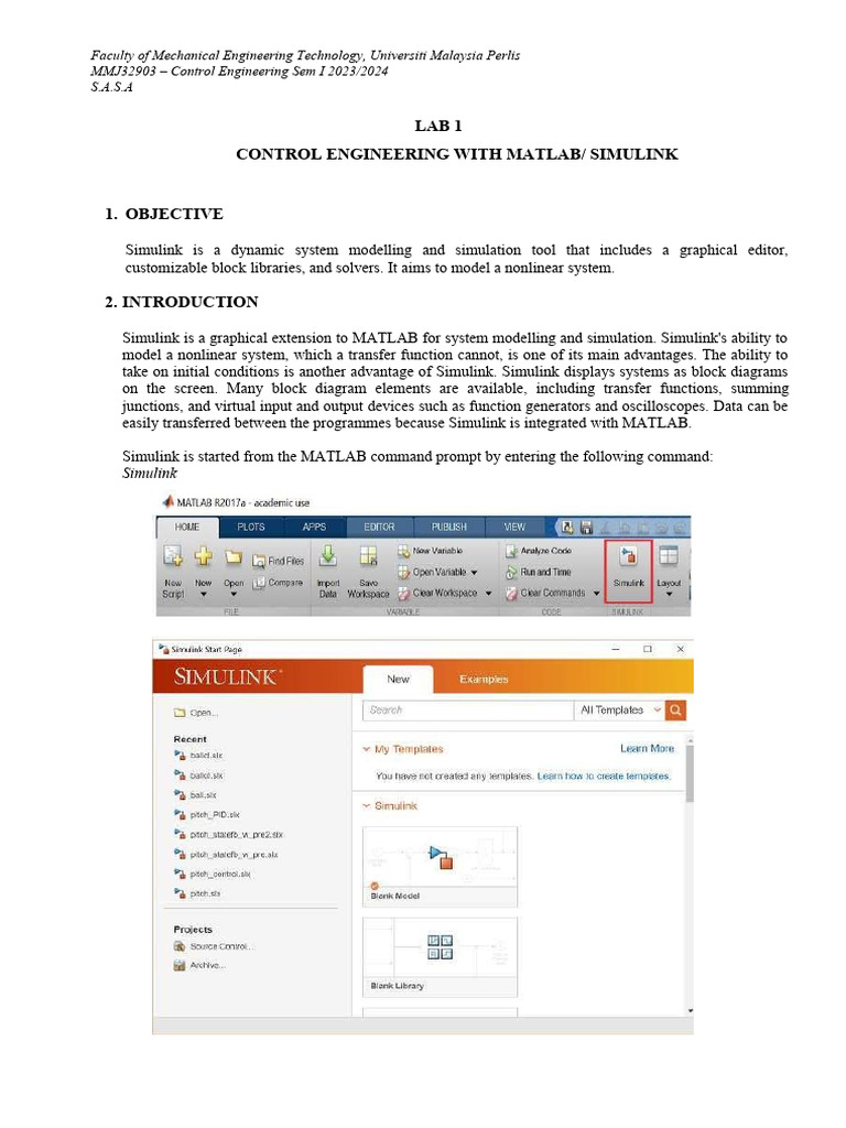 Control Engineering with MATLAB Simulink | PDF | Matlab | Discrete Time ...