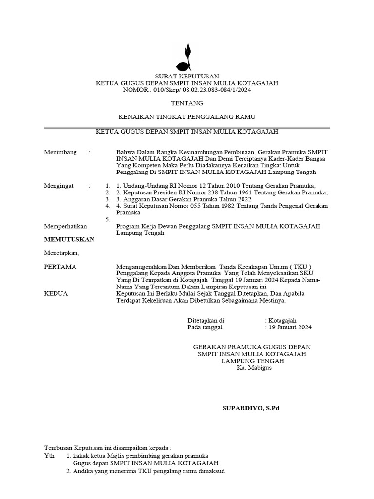 Surat Keputusan Penggalang Ramu (2024) | PDF