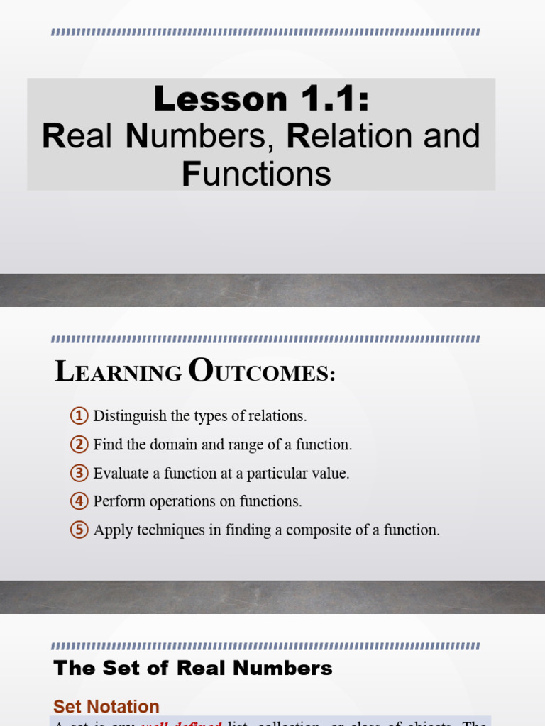 Lesson 11 Real Numbers Relation And Functions Pdf Function Mathematics Set Mathematics 