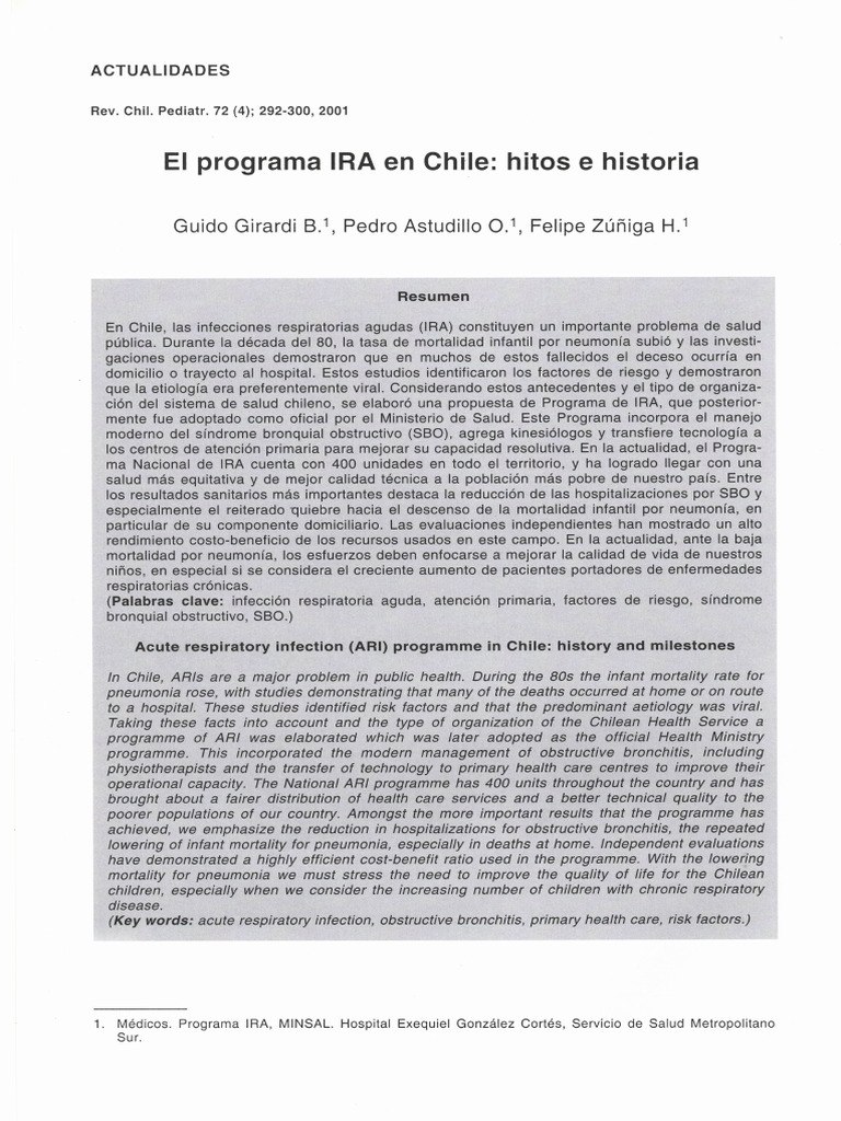 Programa IRA en Chile (Hitos e Historia) PDF | PDF