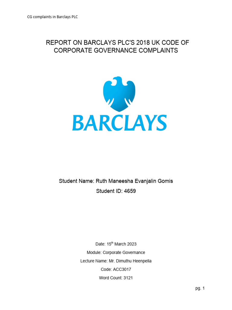 Report On Barclays PLC | PDF