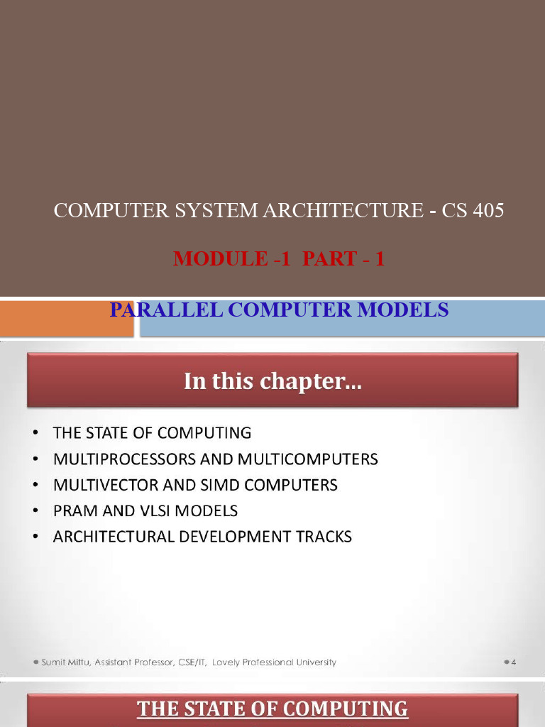 StudM1p1Parallel Computer Modelsppt1shared | PDF | Central Processing Unit | Parallel Computing