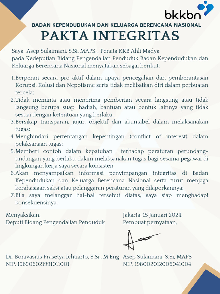 Data Pakta Integritas SMAP Tim Klausul 8 | PDF