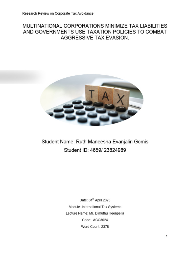 Tax AS1 Assignment 1.edited Autosaved | PDF | Double Taxation | Taxes