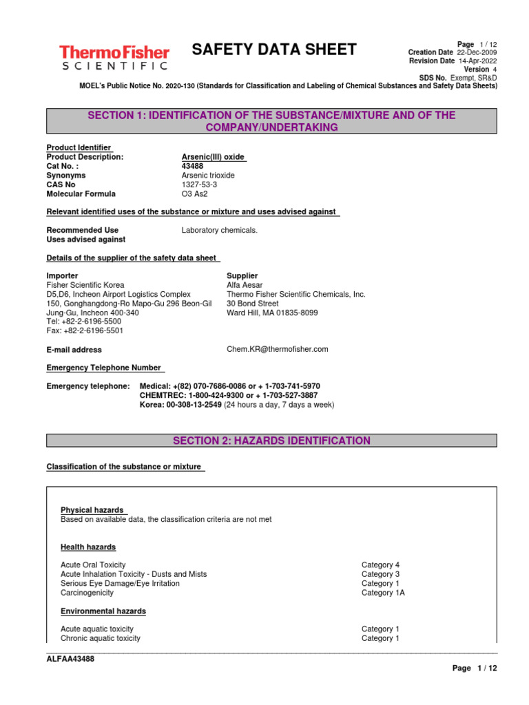Arsenic (III MTR KOSD EN | PDF | Arsenic | Personal Protective Equipment