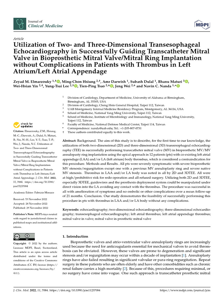 2D 3D TEE Transcatheter Guiding With LAA Thrombus | PDF ...