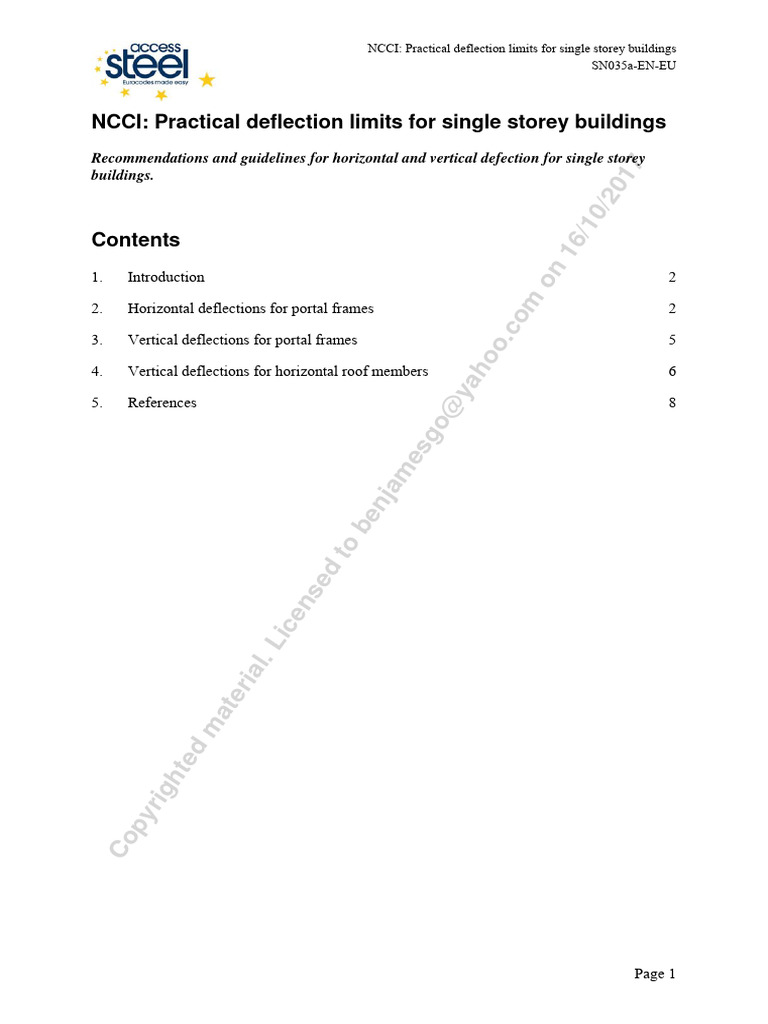 Portal Frame Deflection Limits Guide | PDF | Building Engineering ...