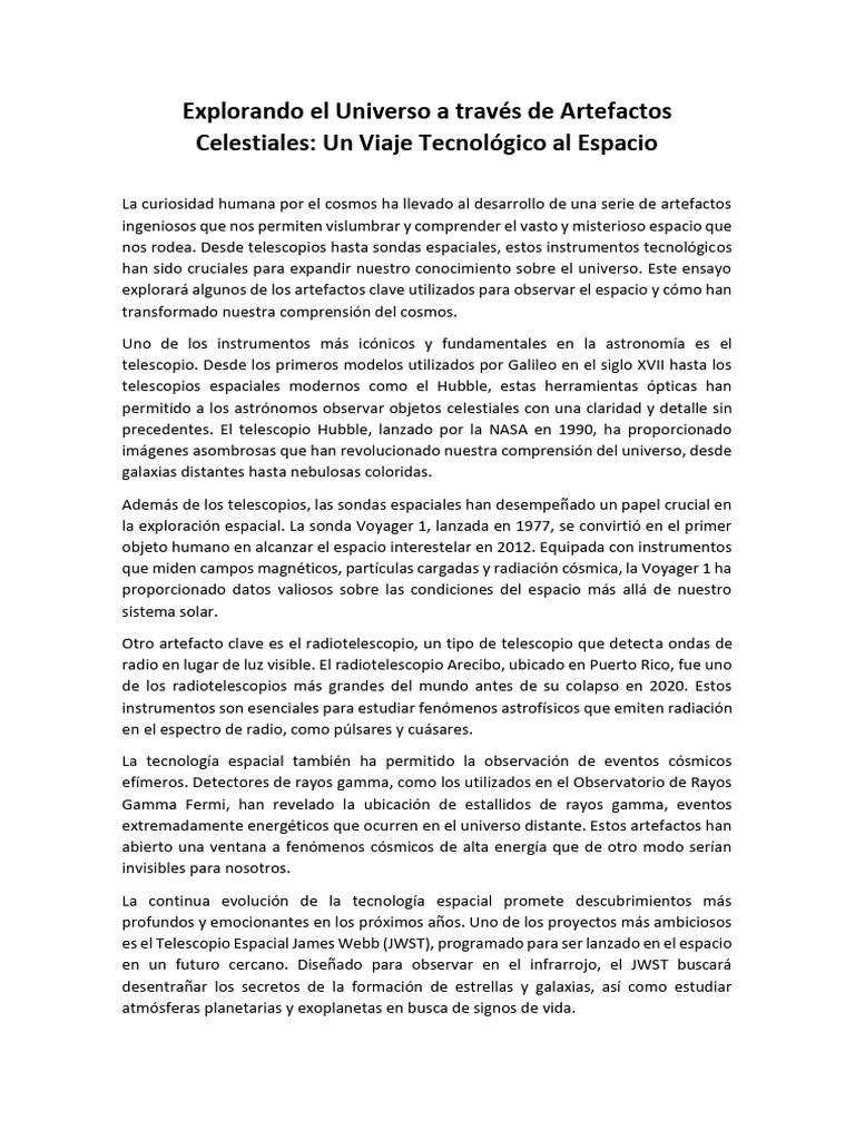Explorando El Universo A Través de Artefactos Celestiales | PDF ...