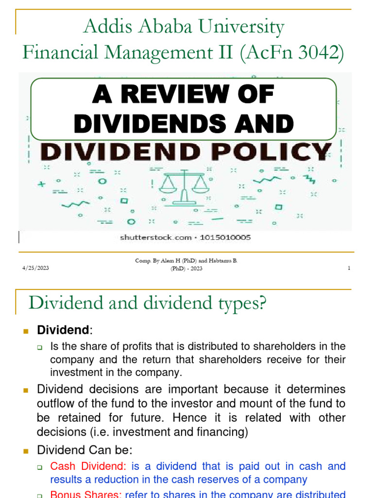 Chap. 2 - Dividends and Dividend Policy | PDF | Finance & Money Management