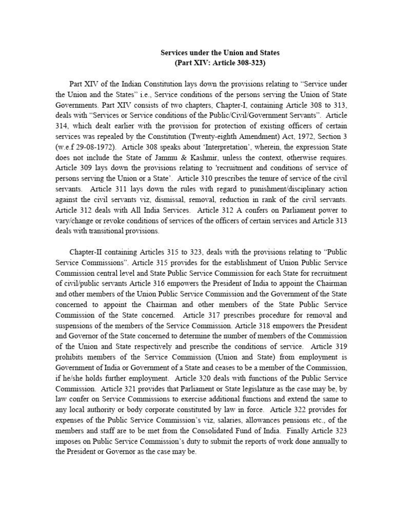 Indian Constitution: Union and State Services | PDF