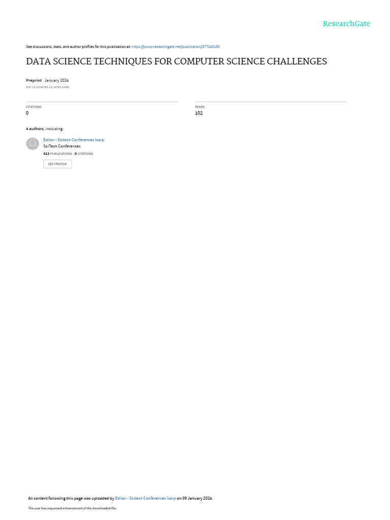 Paper3-DataScienceTechniquesforComputerScienceChallenges | PDF | Data ...